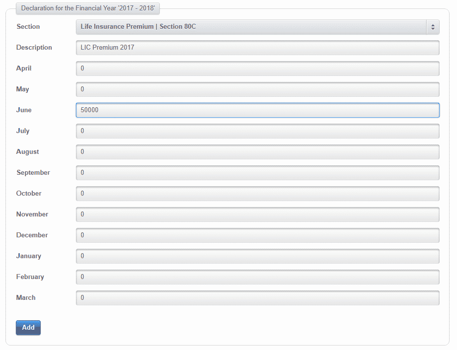 How to add Income Tax declaration - Lenvica HRMS